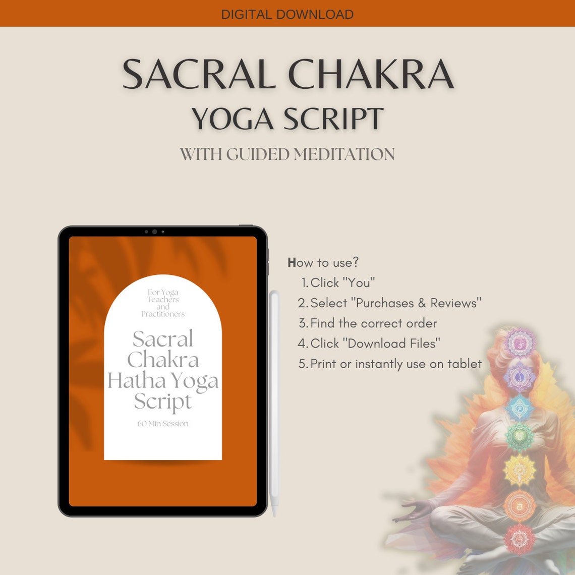 Sacral Chakra Yoga Script | Hatha Yoga Sequence | 60 Min Yoga Session ...