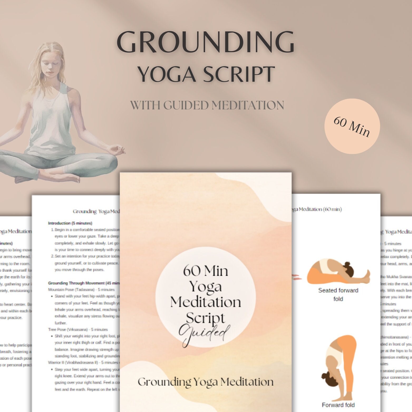 60 Min Yoga Script for Grounding, With Guided Meditation, Hour Yoga ...