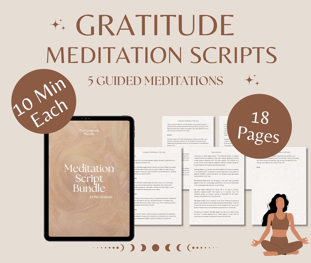 5 Meditation Scripts Gratitude Bundle, 10 Min Sessions - Etsy
