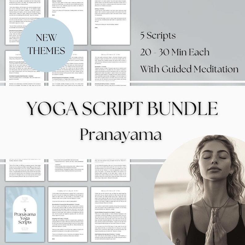 5 Pranayama Yoga Scripts, Guided Yoga Bundle, Breathing Techniques ...