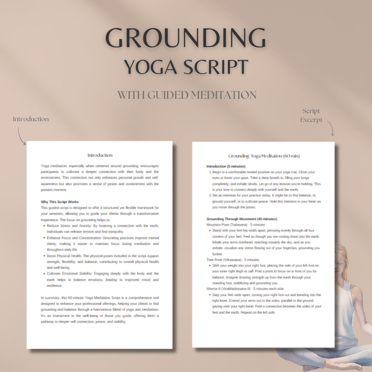 60 Min Yoga Script for Grounding, With Guided Meditation, Hour Yoga ...