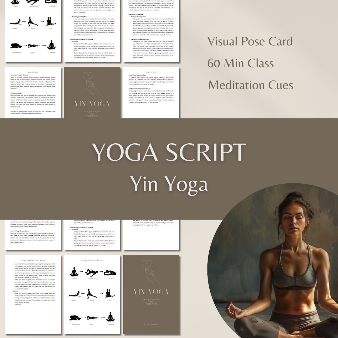 Yin Yoga Class Script: 60-minute Guided Meditation & Poses (PDF ...