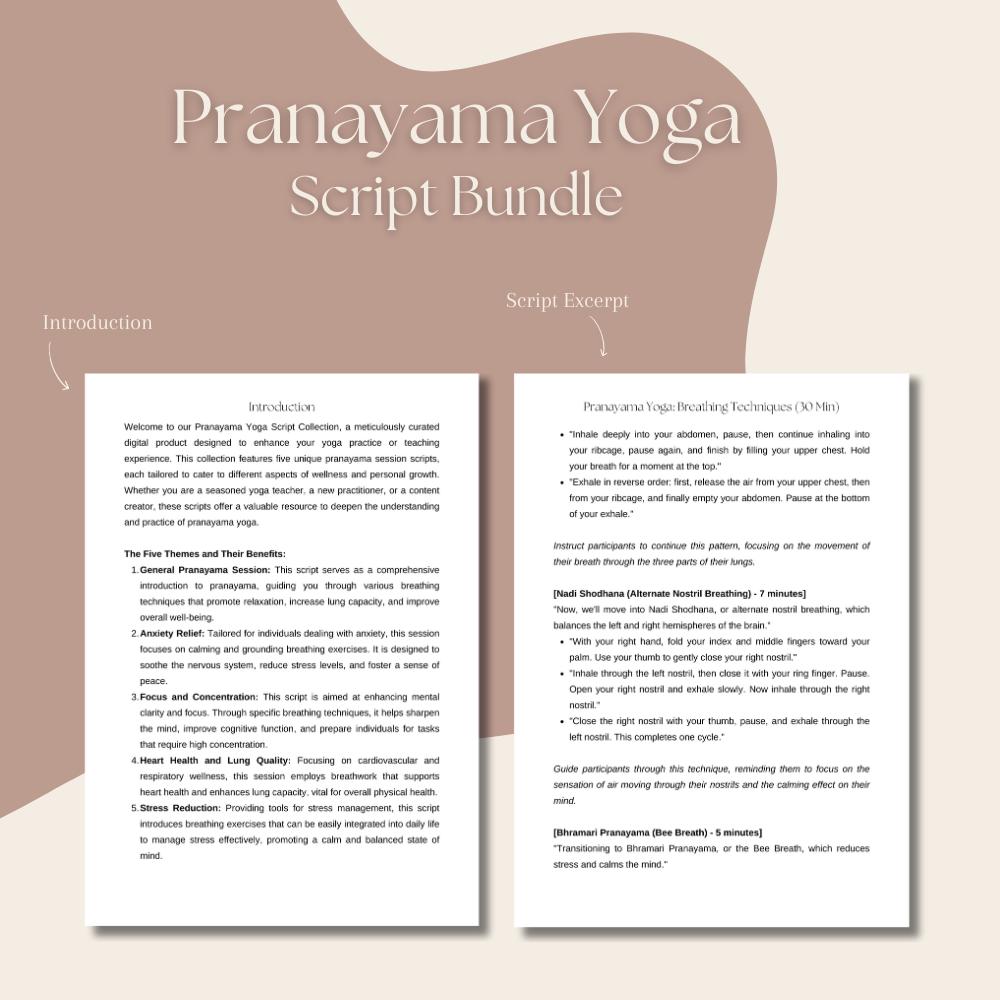 Pranayama Yoga Script Bundle | 5 Guided Scripts for Breathing ...