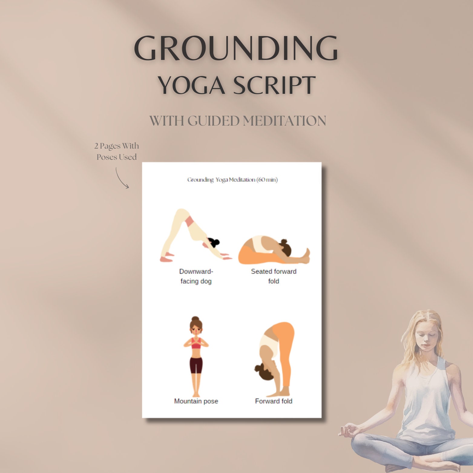 60 Min Yoga Script for Grounding, With Guided Meditation, Hour Yoga ...