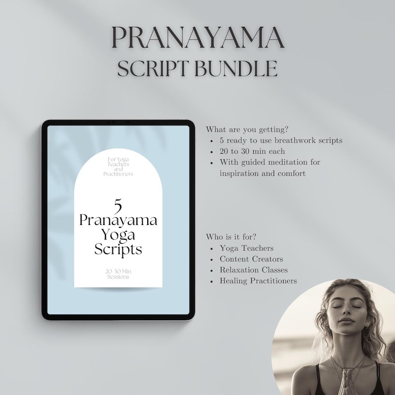 5 Pranayama Yoga Scripts, Guided Yoga Bundle, Breathing Techniques ...