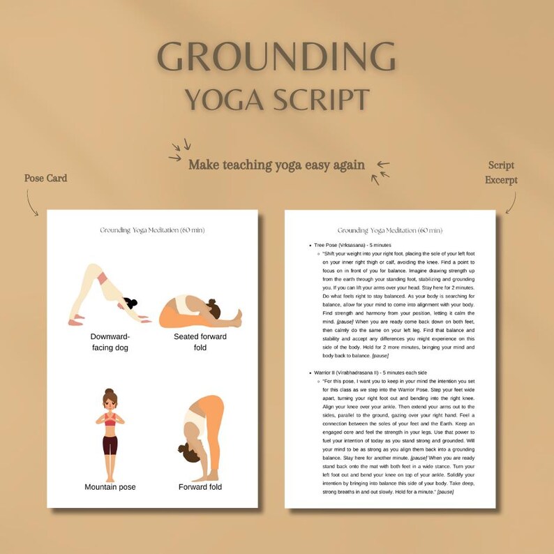 60 Min Yoga Script for Grounding, With Guided Meditation, Hour Yoga ...
