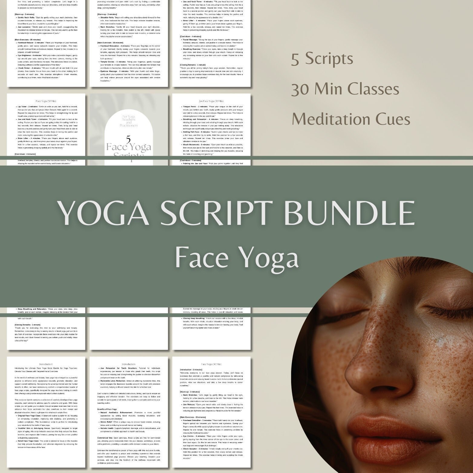 5 Face Yoga Scripts for Yoga Teachers and Practitioners, Digital ...