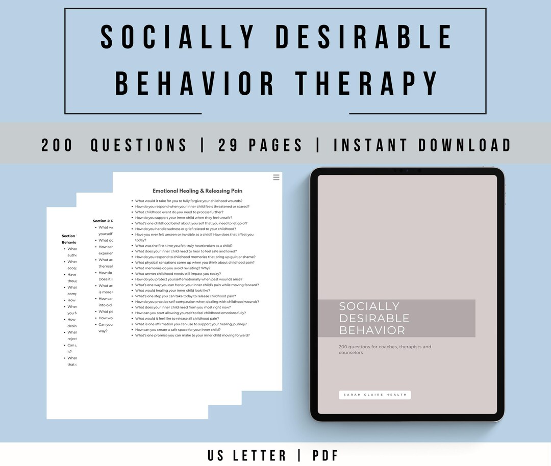 200 Socially Desirable Behavior Therapy Questions | Therapy Workbook ...