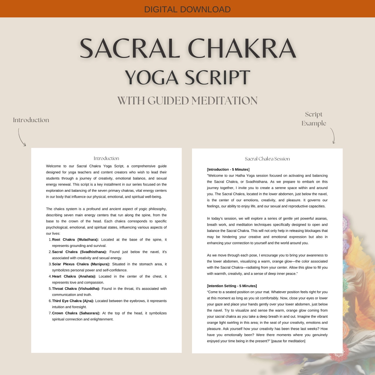 Sacral Chakra Yoga Script Hatha Yoga Sequence 60 Min Yoga Session ...