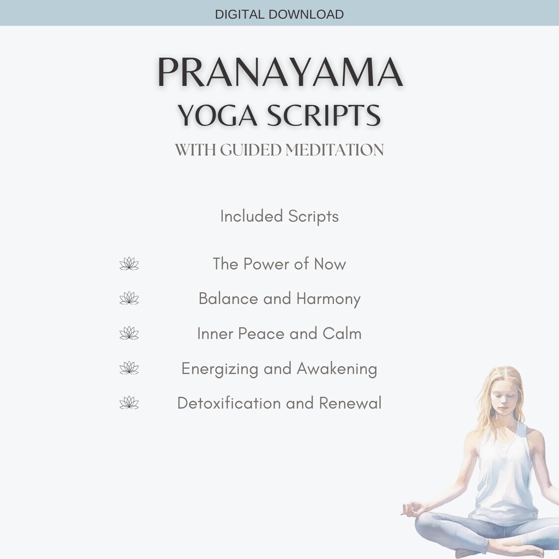 5 Pranayama Yoga Scripts, Guided Yoga Bundle, Breathing Techniques ...