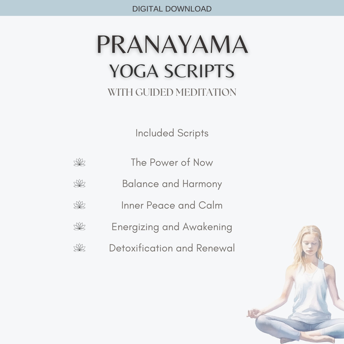 5 Pranayama Yoga Scripts, Guided Yoga Bundle, Breathing Techniques ...
