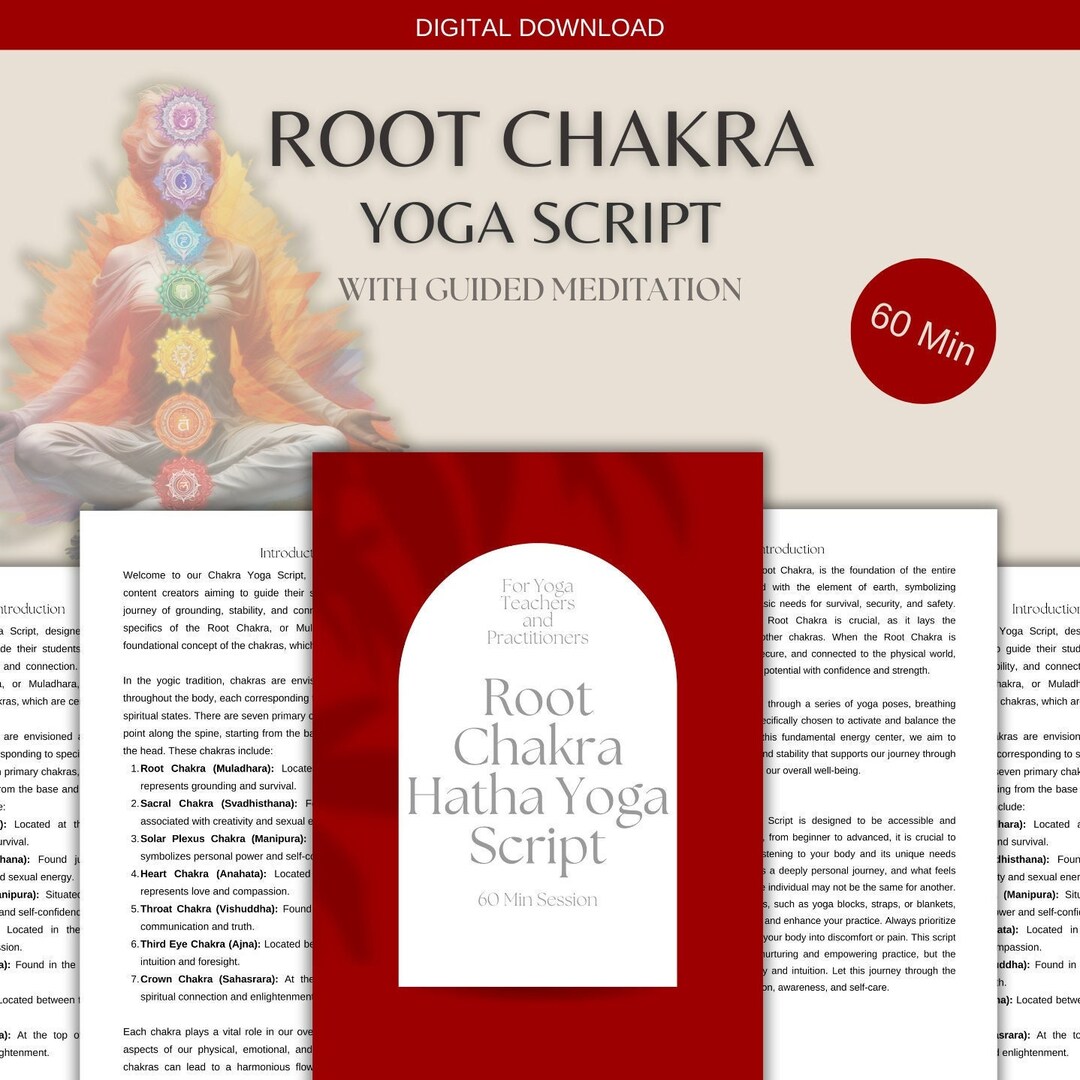 Root Chakra Hatha Yoga Script: 60-min Class Guide (PDF Download) - Etsy
