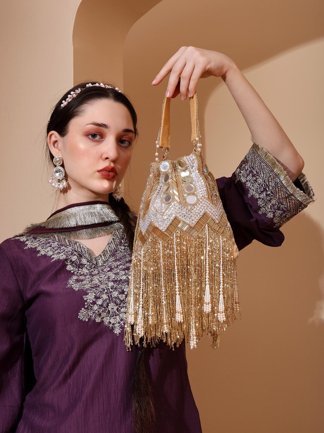 Sitara Golden Potli Bag - Etsy