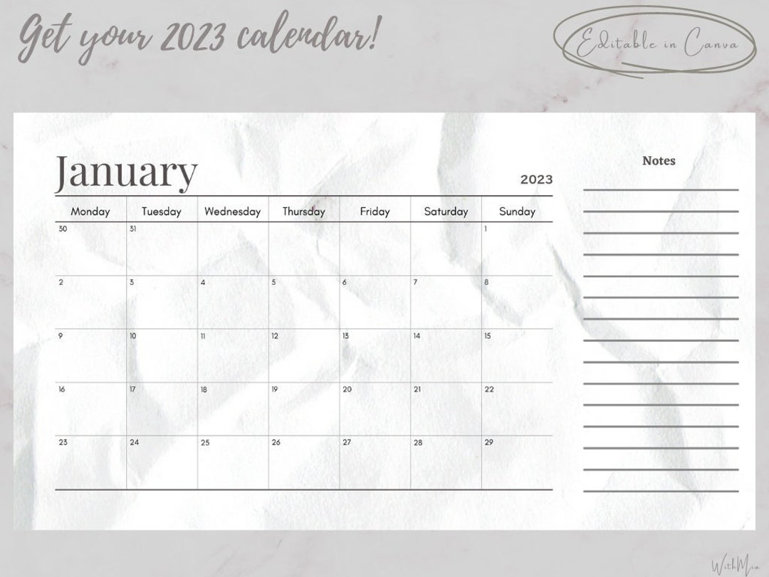 Simple 2023 Calendar by Canva Template | Editable | Printable | Instant ...