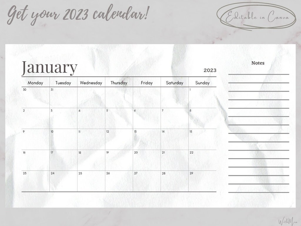 Simple 2023 Calendar by Canva Template | Editable | Printable | Instant ...