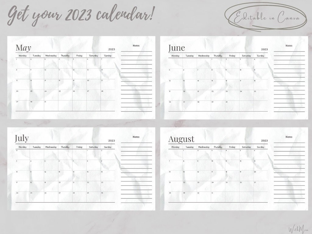 Simple 2023 Calendar by Canva Template | Editable | Printable | Instant ...