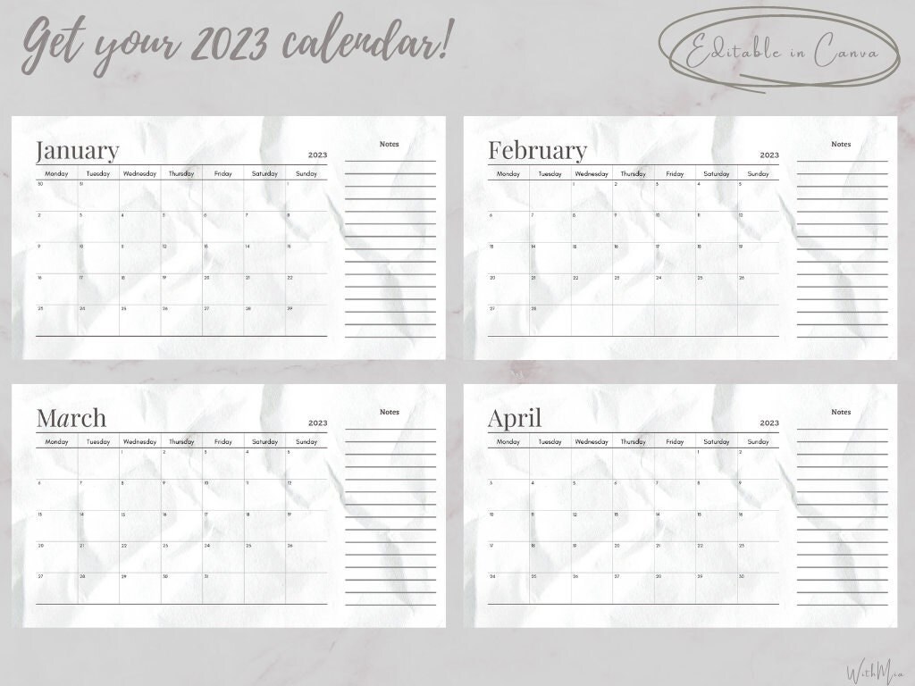 Simple 2023 Calendar by Canva Template | Editable | Printable | Instant ...