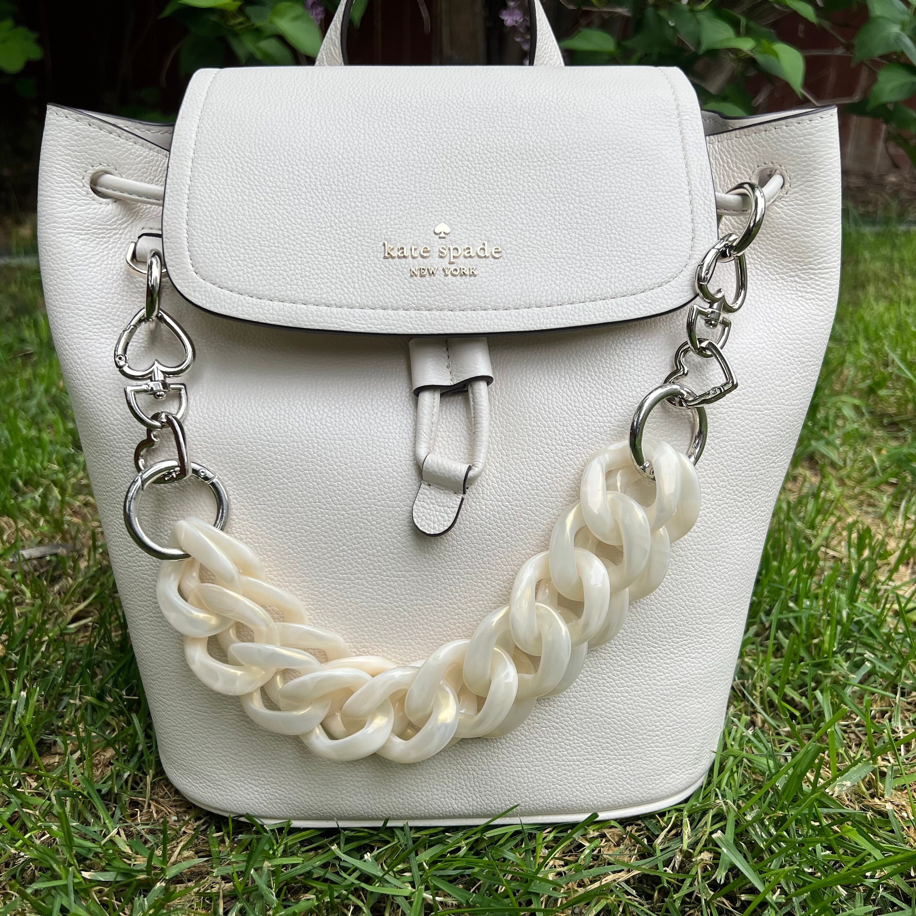Chunky Double Bag Chain Pearl White Novelty Purse Strap Handbag Chain ...