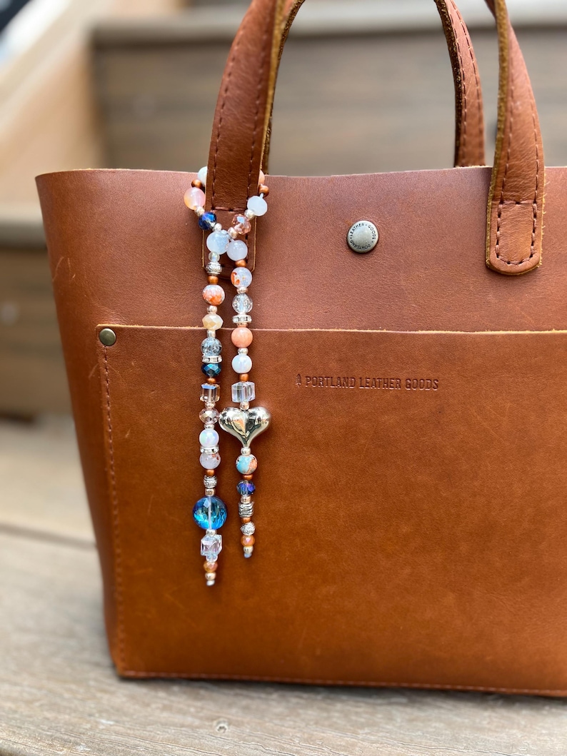 Beaded Purse Charm: Fire and Ice Stone & Glass Bag Accessory - Etsy