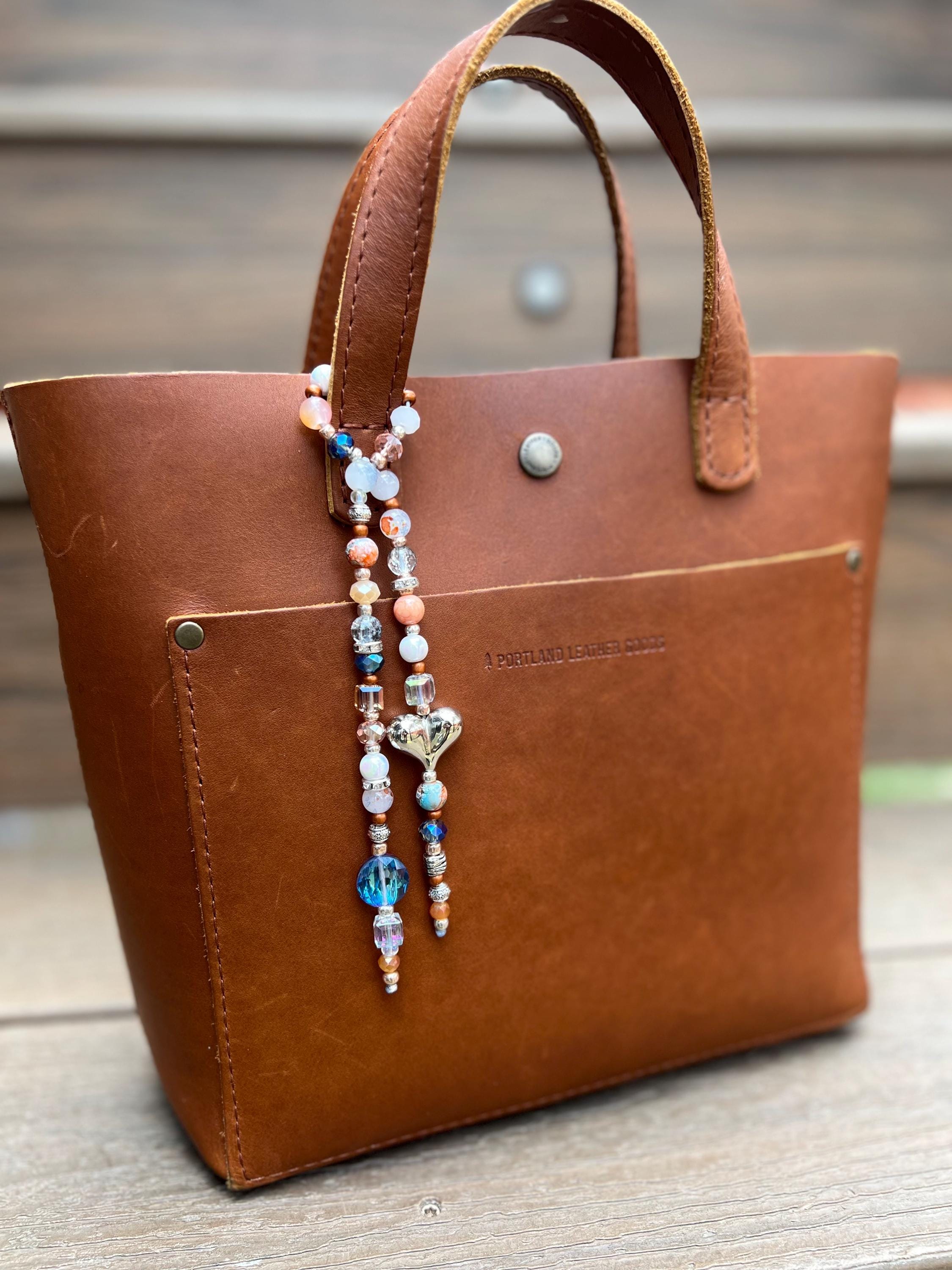 Beaded Purse Charm: Fire and Ice Stone & Glass Bag Accessory - Etsy