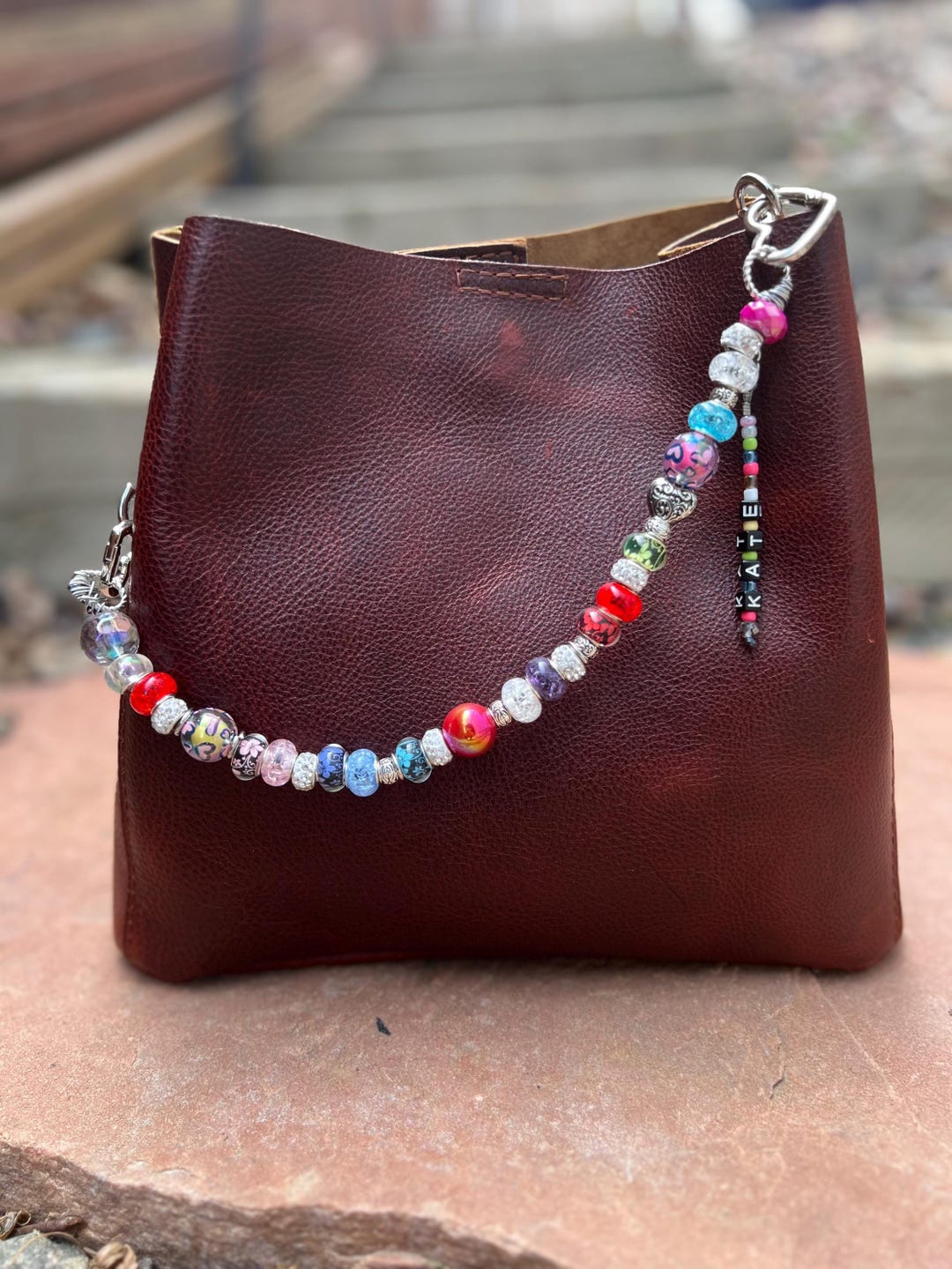 Purse Chain - Personalized Name Available! Handmade Bead Charm - Unique ...