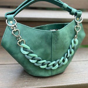 Chunky Green Resin Bag Chain: Two-tone Purse Strap With Heart Clasps - Etsy