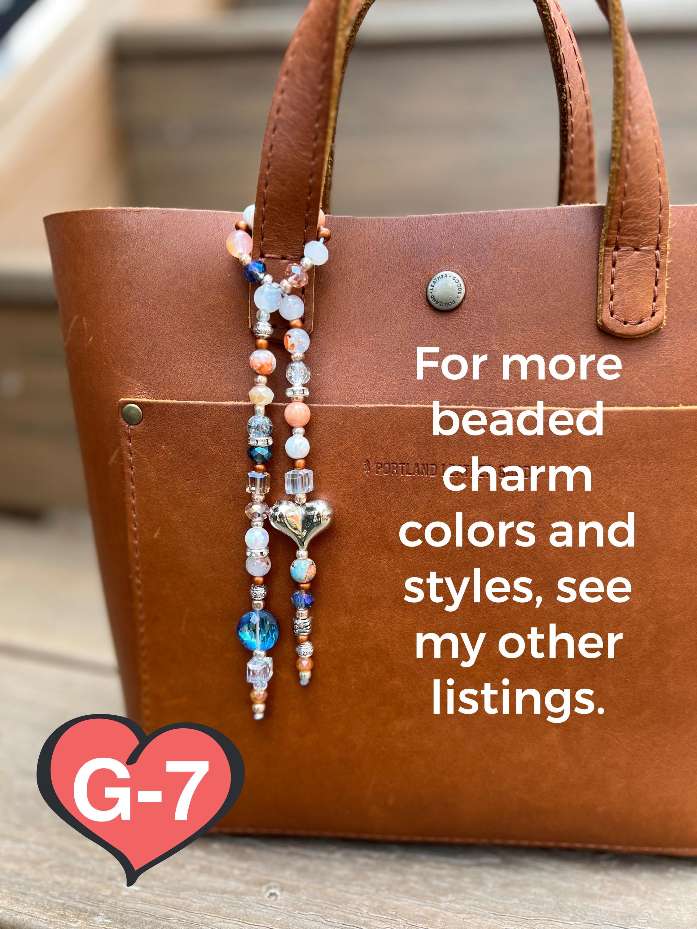 Beaded Purse Charm: Fire and Ice Stone & Glass Bag Accessory - Etsy