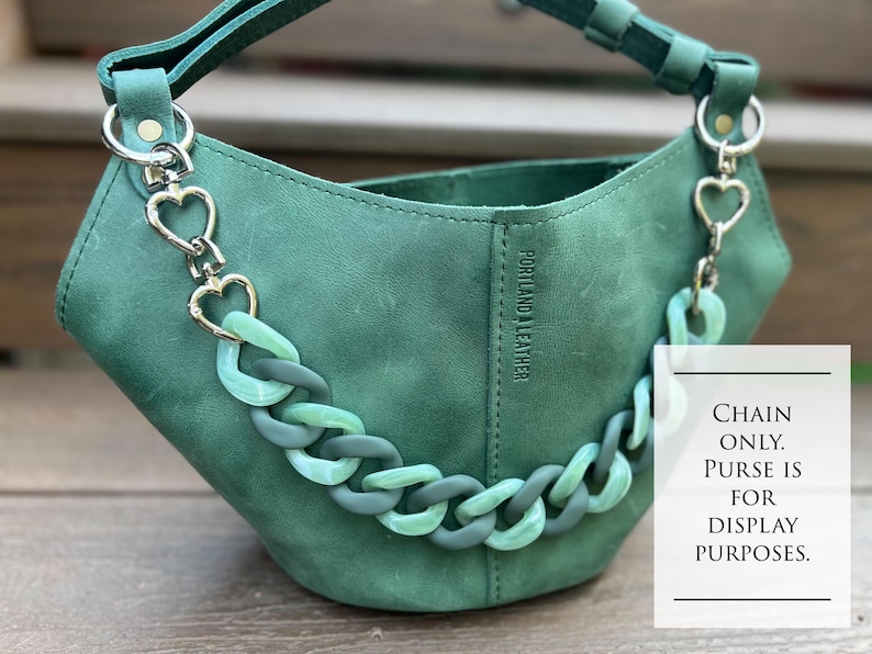 Chunky Green Resin Bag Chain: Two-tone Purse Strap With Heart Clasps - Etsy