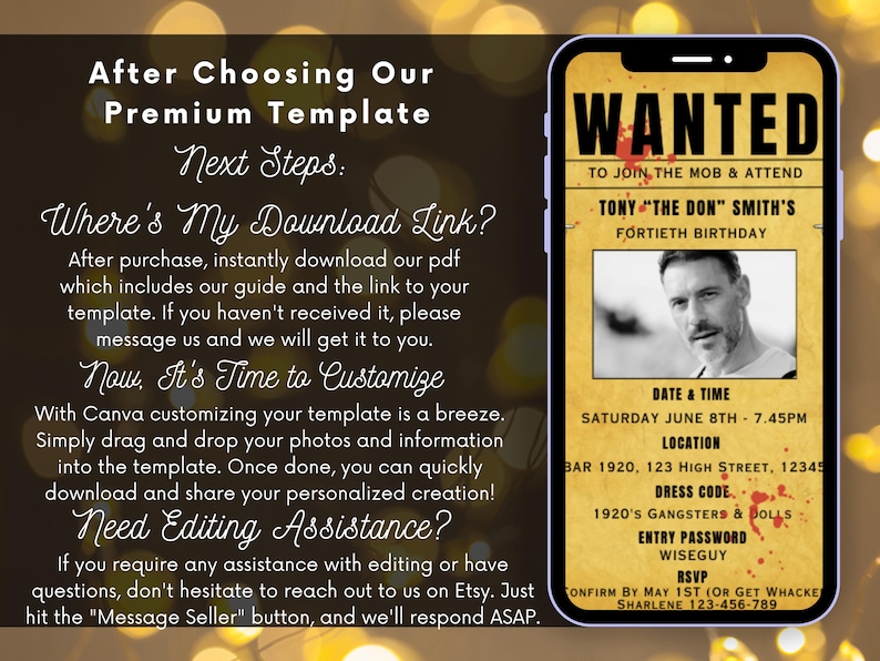 Wanted Poster Invitation, Animated Mob Party Invite, Mafia Don Themed ...