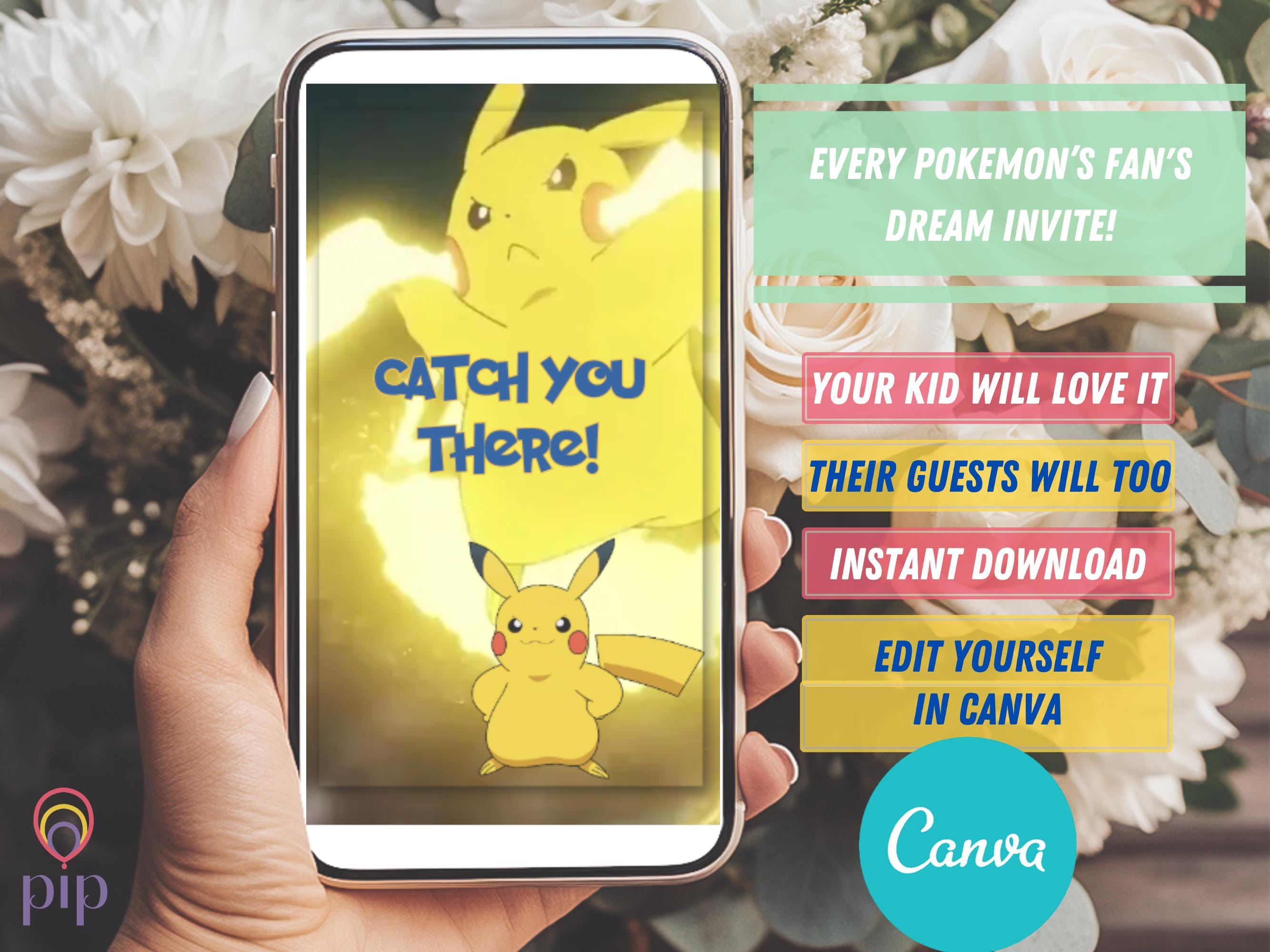 Editable Pokemon Birthday Invitation, Pokemon Party Video Invitations ...