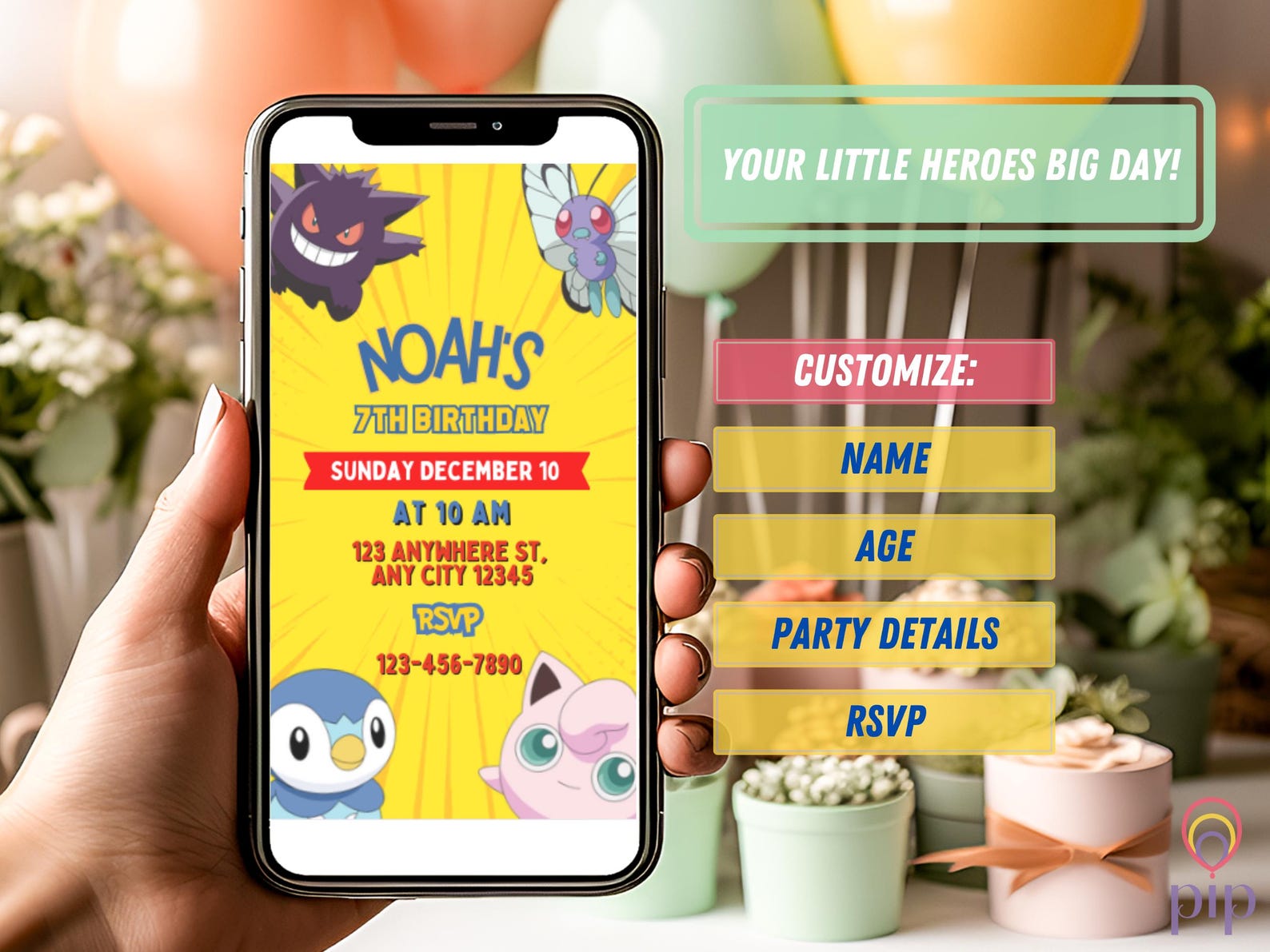 Editable Pokemon Birthday Invitation, Pokemon Party Video Invitations ...