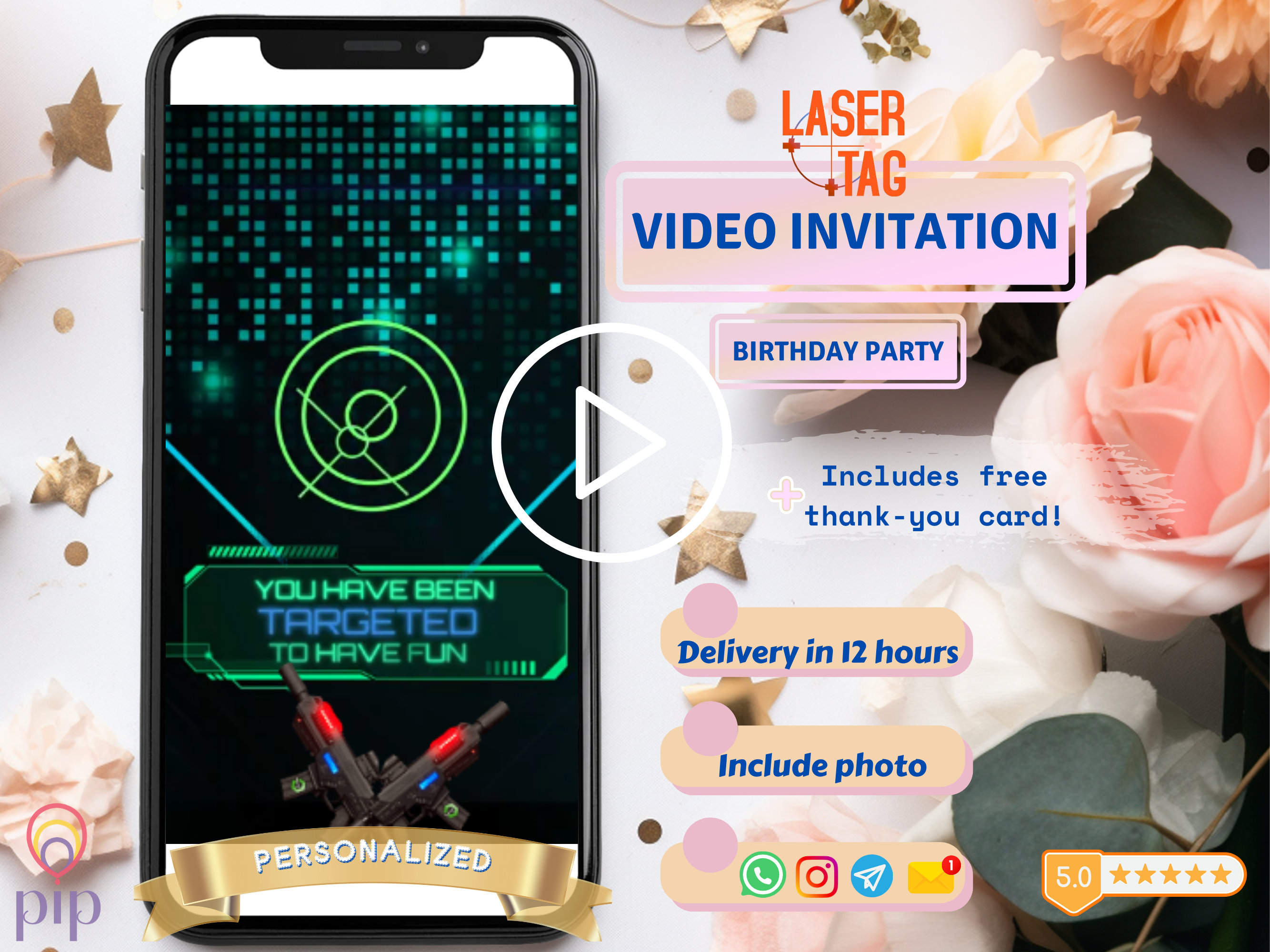 Laser Tag Birthday Invitation, Animated Video Invite, Bday Party ...