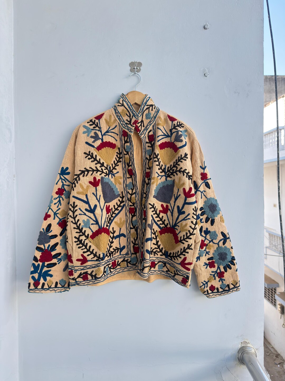 Handmade Suzani Work Joot Fabric Jacket • Boho Ethnic Embroidered Coat ...