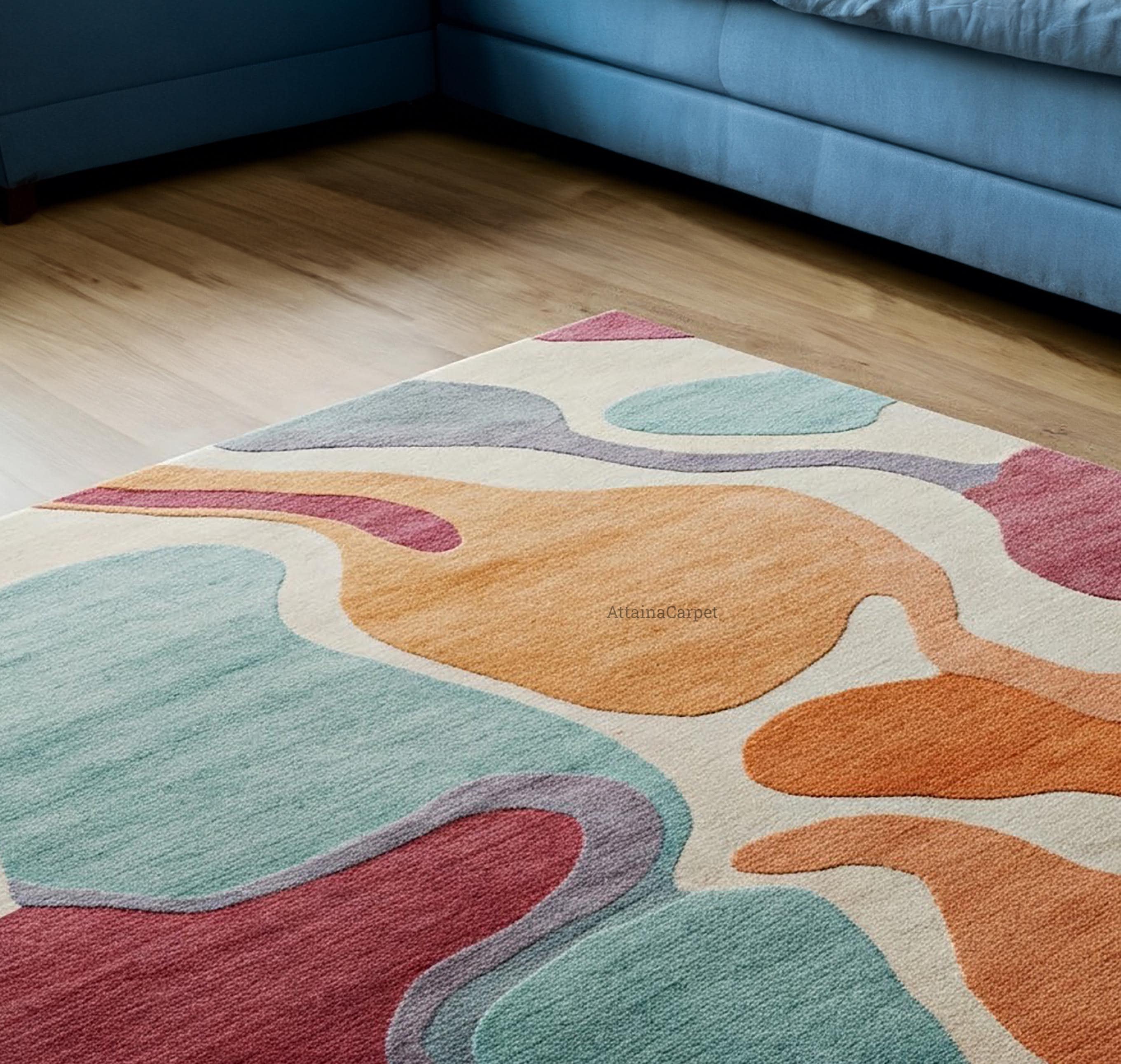 Off White Modern Colorful Abstract Design Hand Tufted Wool Area Rug for ...