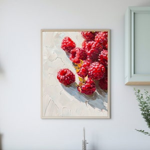 Raspberry Painting Digital Download | Printable Kitchen Art | Fruit ...