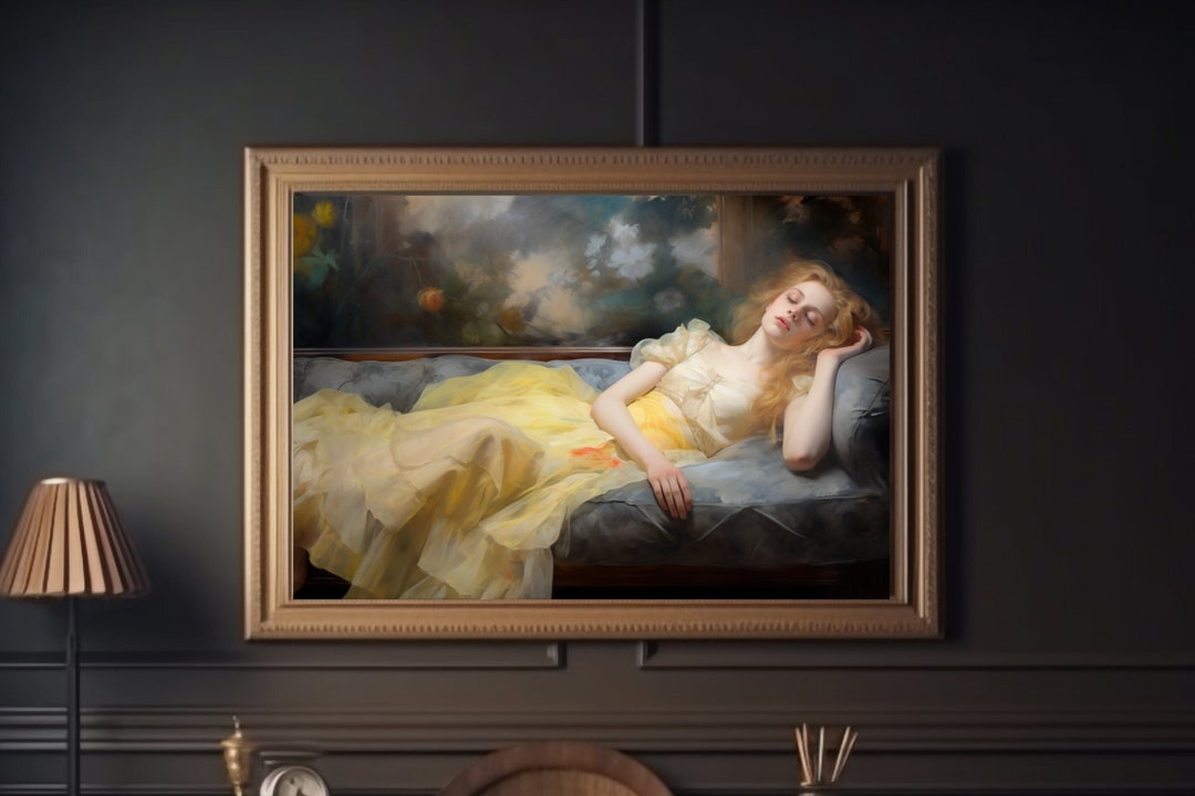 Victorian Woman Portrait: Decadent Yellow Gown, Moody Art (digital ...