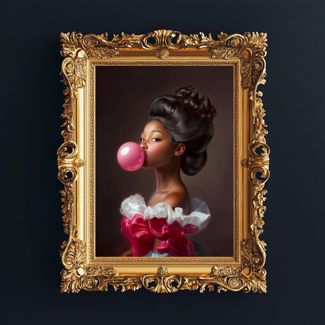 Rococo Bubblegum Girl Portrait: Eclectic Baroque Pop Art (digital Print ...