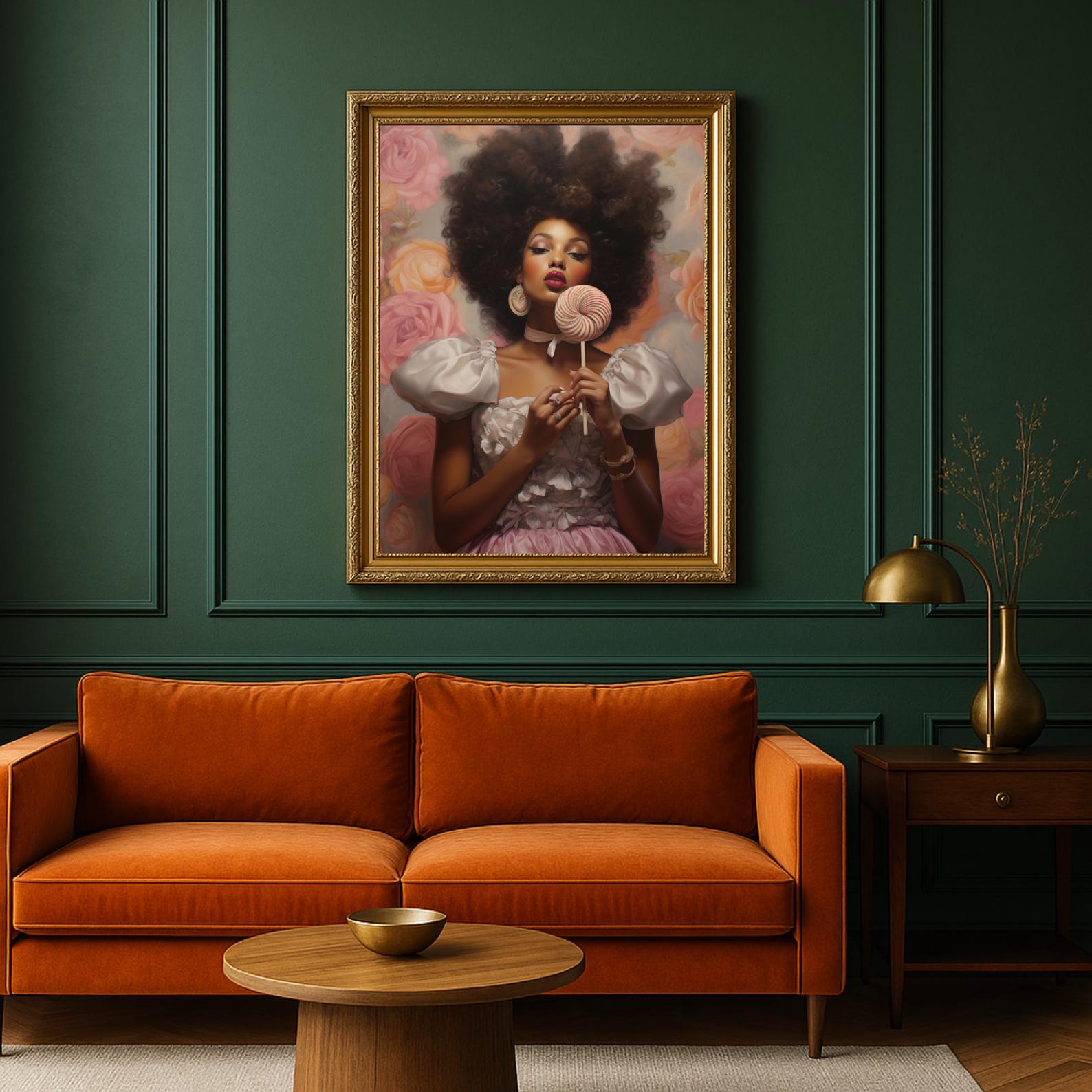 Baroque Candy Lady Wall Art | Whimsical Portrait Print | Maximalist ...
