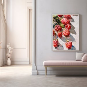 Raspberry Painting Digital Download Printable Kitchen Art Fruit Wall ...