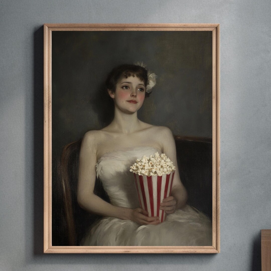 Funny Vintage Ballerina Popcorn Portrait Quirky Retro Food Wall Art ...