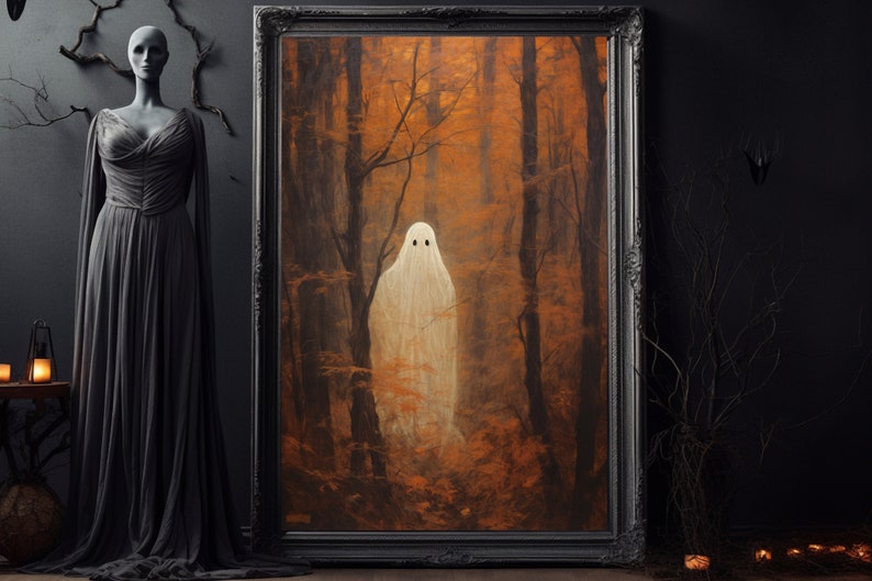 Halloween Ghost Printable Ghost in a Forest Haunted Forest - Etsy