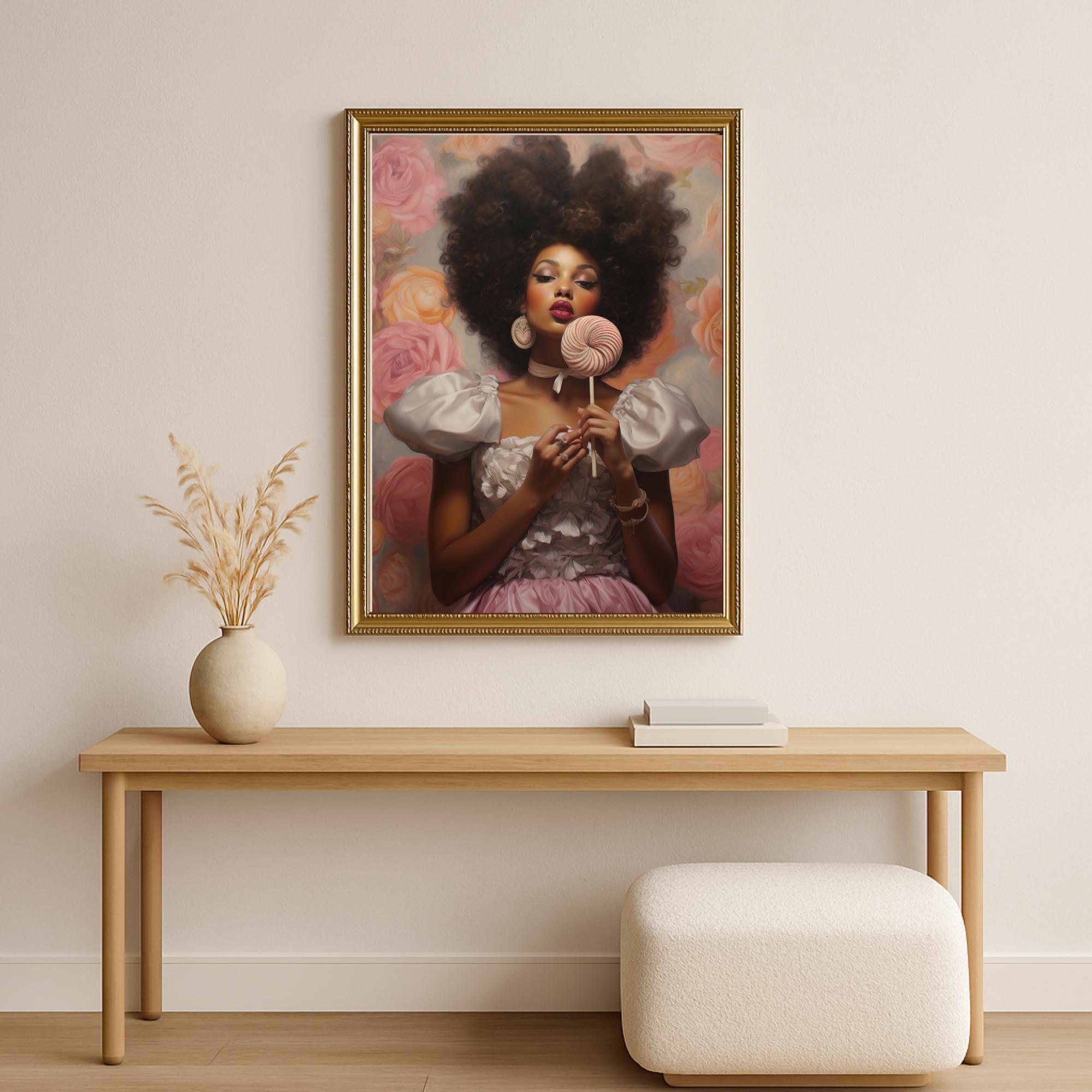 Baroque Candy Lady Wall Art | Whimsical Portrait Print | Maximalist ...