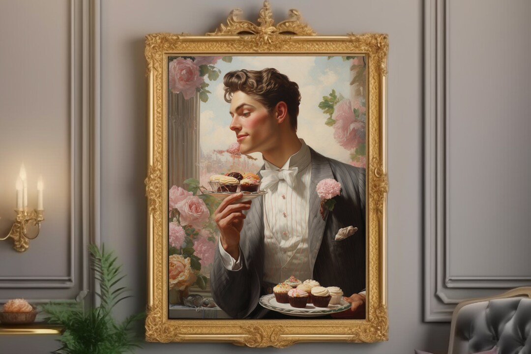 Gentleman With Cupcakes Portrait | Cake Heaven | Pink Antique Art ...