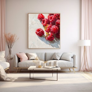 Raspberry Painting Digital Download | Printable Kitchen Art | Fruit ...