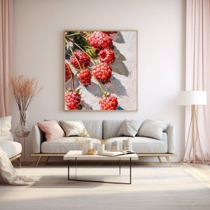 Raspberry Painting Digital Download Printable Kitchen Art Fruit Wall ...