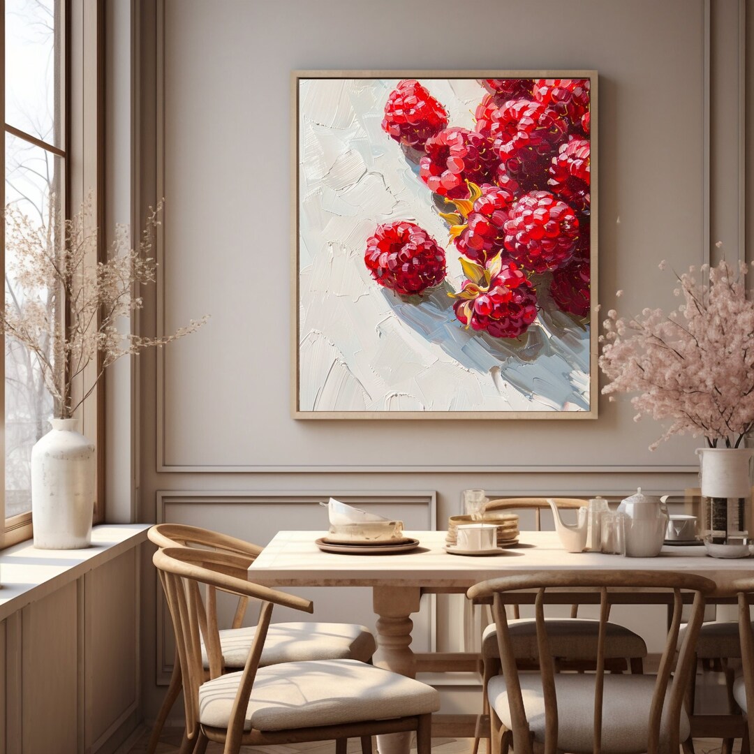 Raspberry Painting Digital Download | Printable Kitchen Art | Fruit ...