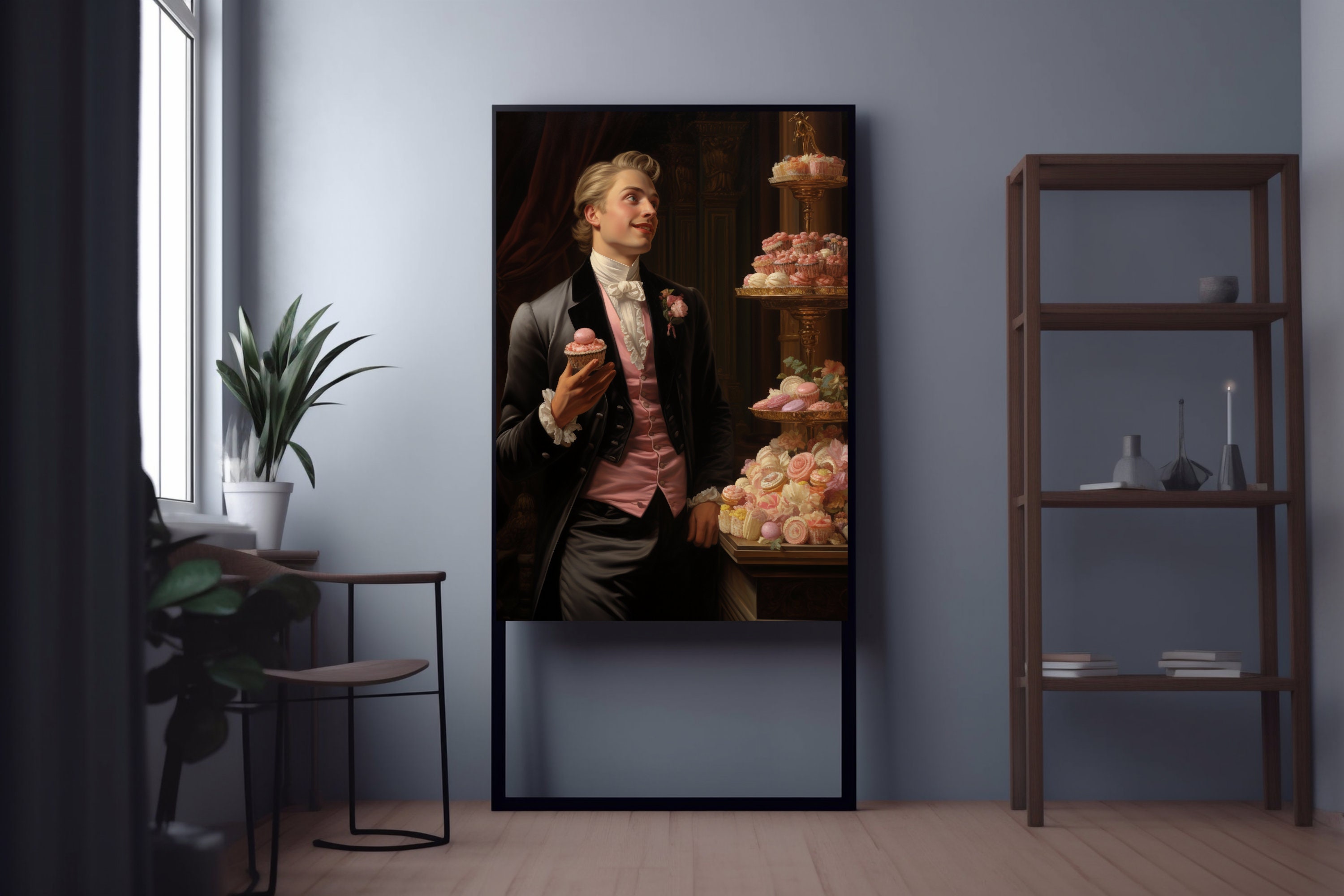 Gentleman With Cupcakes Portrait Cake Heaven Dark Antique Art Baroque ...