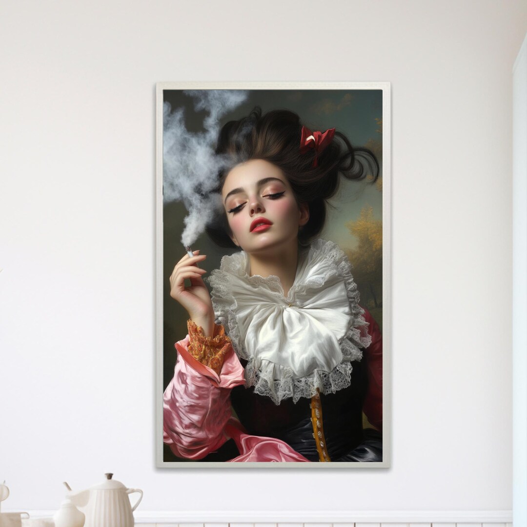 Sassy Rococo Smoking Lady Funny Vintage Baroque Portrait Marie ...
