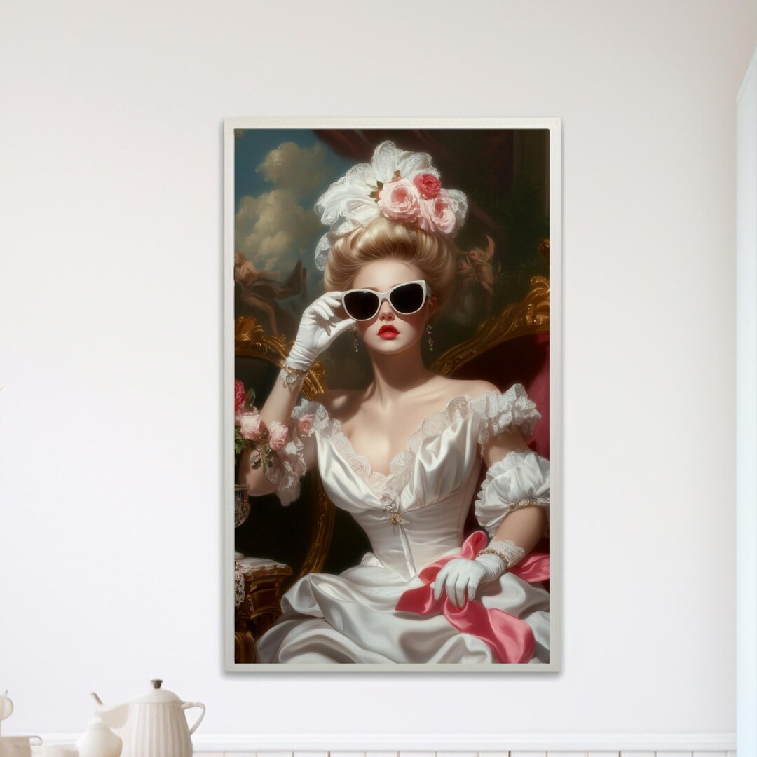 Funny Rococo Lady Art Print: Whimsical Baroque Portrait With Sunglasses ...