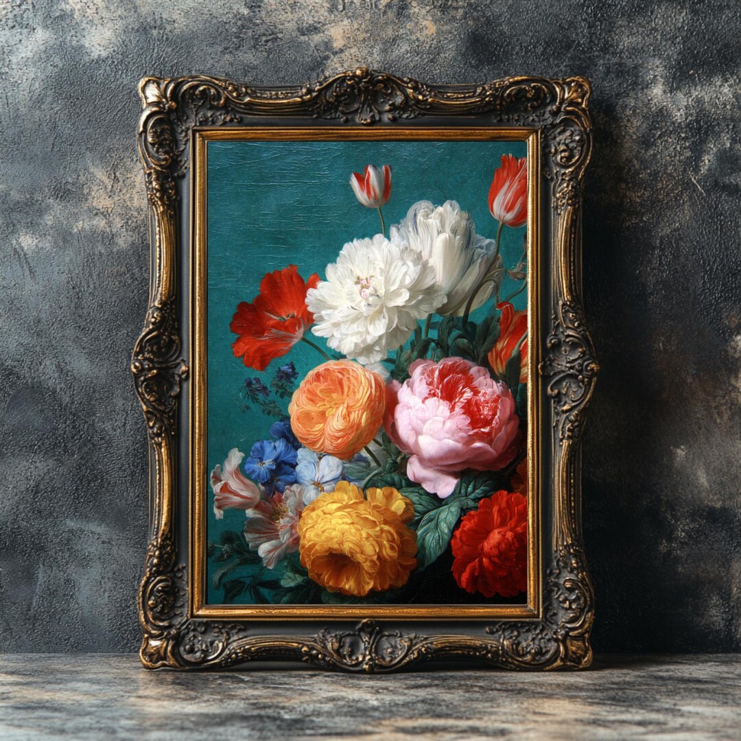 Floral Art Print, Baroque Flower Wall Art, Maximalist Bouquet Decor ...